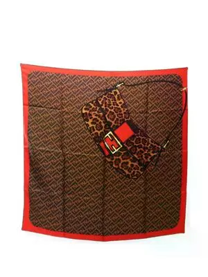 Fendi 2010s Zucca Leopard Scarf - Brown