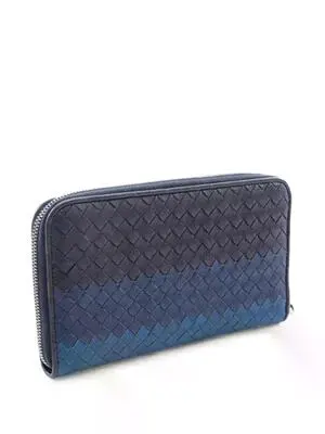 Bottega Veneta 2010s Intrecciato Zip-around Wallet - Black