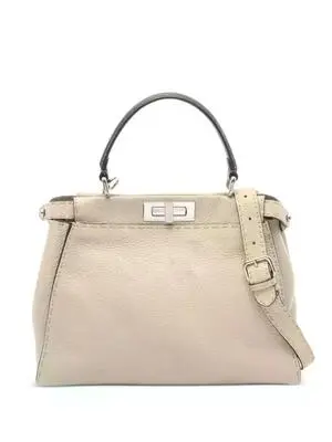 FENDI 2010s Peekaboo Leather Tote Bag