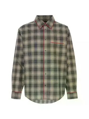 Marni Beige And Light Brown Degradé Check Shirt With Contrast Piping - Neutrals