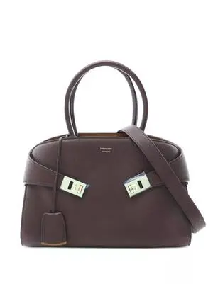 FERRAGAMO Medium Hug Leather Tote Bag - Brown