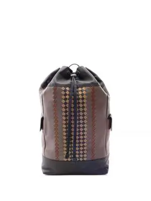Bottega Veneta Intrecciato Stripe Leather Backpack - Brown