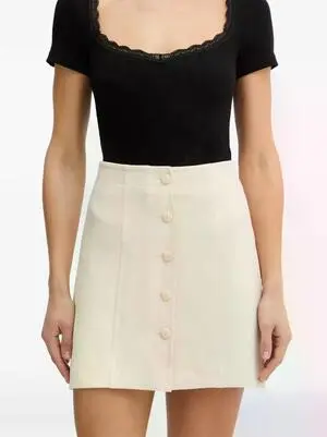 MORGAN Button-up Textured Finish Mini Skirt