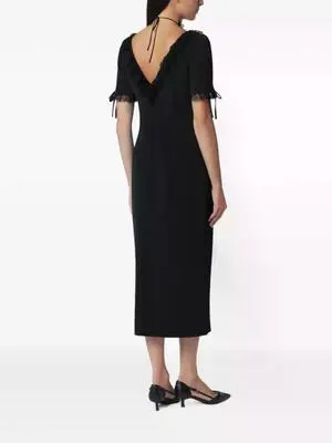 Alessandra Rich Lace-trimmed V-back Midi Dress