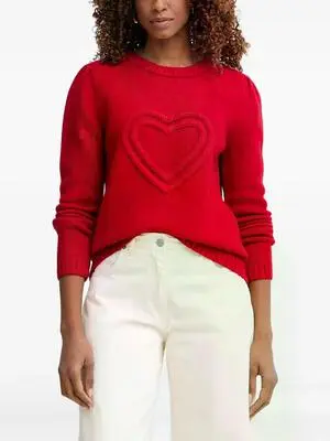 MORGAN Heart-motif Puff-sleeve Sweater - Red