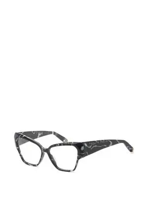 Philipp Plein Marbled-effect Cat-eye Eyeglasses - Black