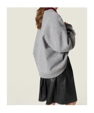 Miu Miu Cashmere And Jersey V-neck Sweater