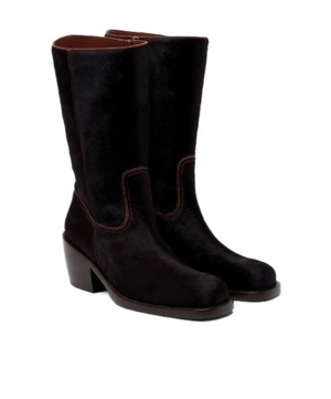 Dries Van Noten Calf Hair Mid-calf Boots - Brown