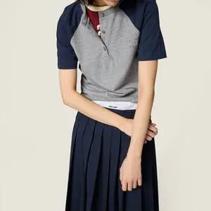 Miu Miu Two-toned Crewneck T-shirt - Gray