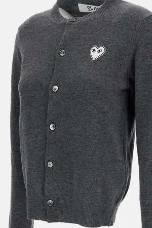 Play Comme Des Garcon Cardigan Girocollo White Heart Emblem