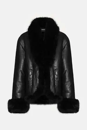 ROTATE BY BIRGER CHRISTENSEN Giacca In Pelle Rinforzata - Black