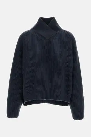 Dusan Maglia Oversize In Puro Cashmere Con Collo Incrociato - Blu