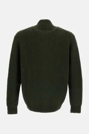LES DEUX Cotton Rib Knit Zip-up Cardigan - Green