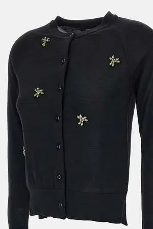 Simone Rocha Cardigan In Lana Merino E Seta Con Applicazioni