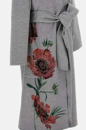 Erdem Cappotto In Doppia Lana Con Stampa Floreale