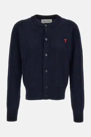 AMI Paris Cardigan Girocollo De Coeur - Blu
