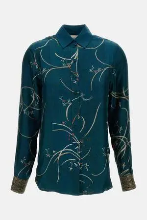 PIERRE-LOUIS MASCIA Aloe Camicia In Seta A Maniche Lunghe - Multicolore