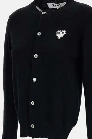 Play Comme Des Garcon Cardigan Girocollo White Heart Emblem