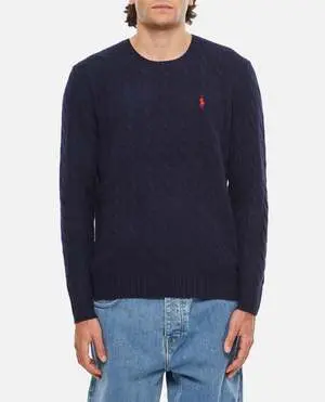Polo Ralph Lauren Girocollo In Lana E Cashmere A Trecce - Blu