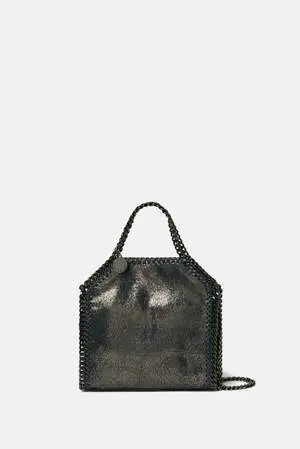 Stella McCartney BORSA FALABELLA TINY TOTE ECO SHINY DOTTED CHAMOIS Blu