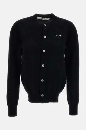 Play Comme Des Garcon Knockout Crew Neck Cardigan - Black