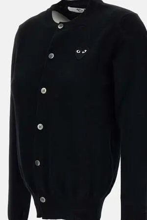 Play Comme Des Garcon Knockout Crew Neck Cardigan - Black