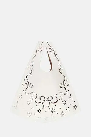 Simone Rocha Borsa Shopper Xl In Pelle Traforata A Laser - Bianco