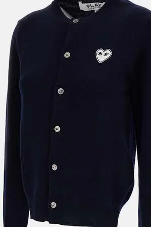 Play Comme Des Garcon Cardigan Girocollo White Heart Emblem