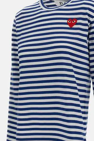 Play Comme Des Garcon T-shirt A Righe Con Logo Cuore Rosso