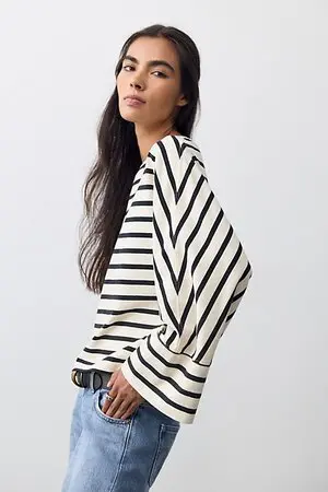 Free People We The Free Atlas Dolman Striped Long Sleeve Top - Ivory Combo