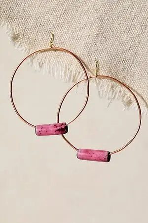 MICHELLE DARIN Drop Hoops - Pink