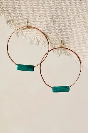 MICHELLE DARIN Drop Hoops - Turquoise