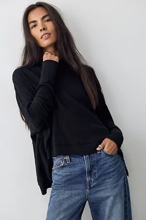 Free People We The Free Moon Daisy Turtle-Neck Twofer Black