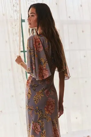 Free People Swan Song Printed Midi Dress