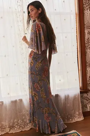 Free People Swan Song Printed Midi Dress