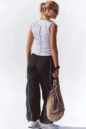 Free People Nylon Parachute Pants - Black Combo