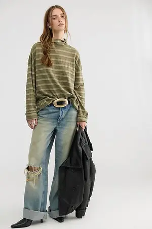 Free People We The Free Nevada Striped Tee - Pine Combo