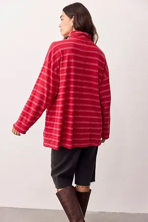 Free People Nevada Striped Long-sleeve Tee - Scarlet Combo