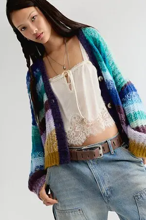 Free People Dawn Knit Cardigen - Twilight Moon Combo