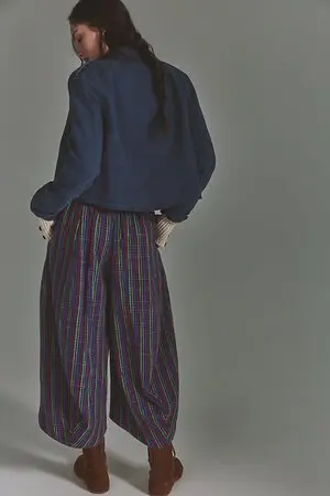 Free People Misty Haze Crop Pull-on Pants - Navy Combo