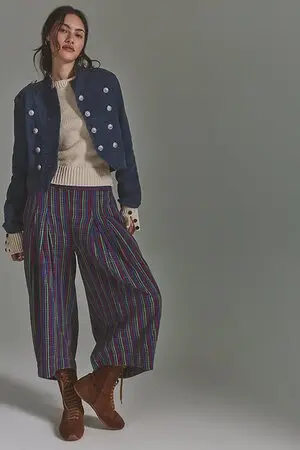 Free People Misty Haze Crop Pull-on Pants - Navy Combo