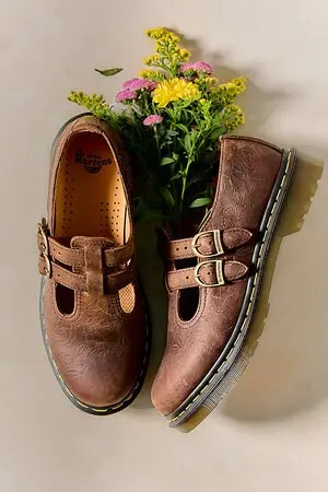Dr. Martens 8065 Mary Janes With Double Buckle - Dark Brown Crazy Horse Em