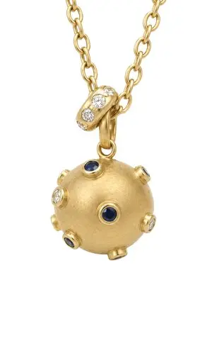 REINSTEIN ROSS 20k Peach Sonoma Sara Orb With Diamonds And Blue Sapphires Pendant - Gold