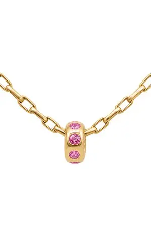 REINSTEIN ROSS 20k Peach Half Round Large Rondelle Pink Sapphire Pendant - Gold