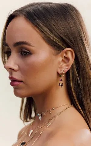 Jacquie Aiche 14k Yellow Gold Tourmaline + Shark Tooth Drop Stud