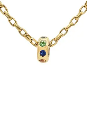 REINSTEIN ROSS 20k Peach Half Round Large Rondelle Multi Colored Sapphire Pendant - Gold
