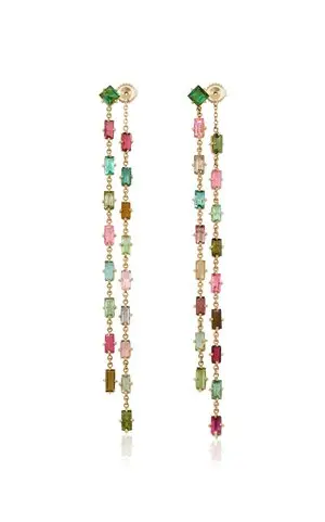 Jacquie Aiche 14k Yellow Gold Baguette Color Tourmaline Drop Stud Earrings