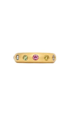 REINSTEIN ROSS 20k Peach Half Round "mosaic" Multi Sapphire Band 5mm - Gold
