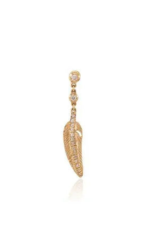 Jacquie Aiche 14k Yellow 2 Sophia Dia + Pave Mini Feather Drop Stud - Gold