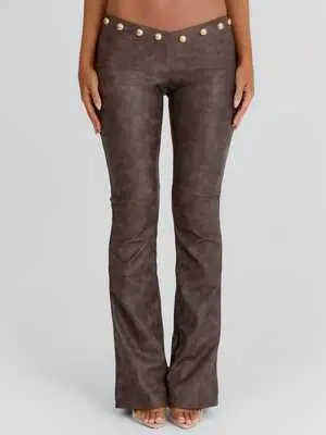 OUTCAST Kamaris Flared Pu Pants With Stud Detail
